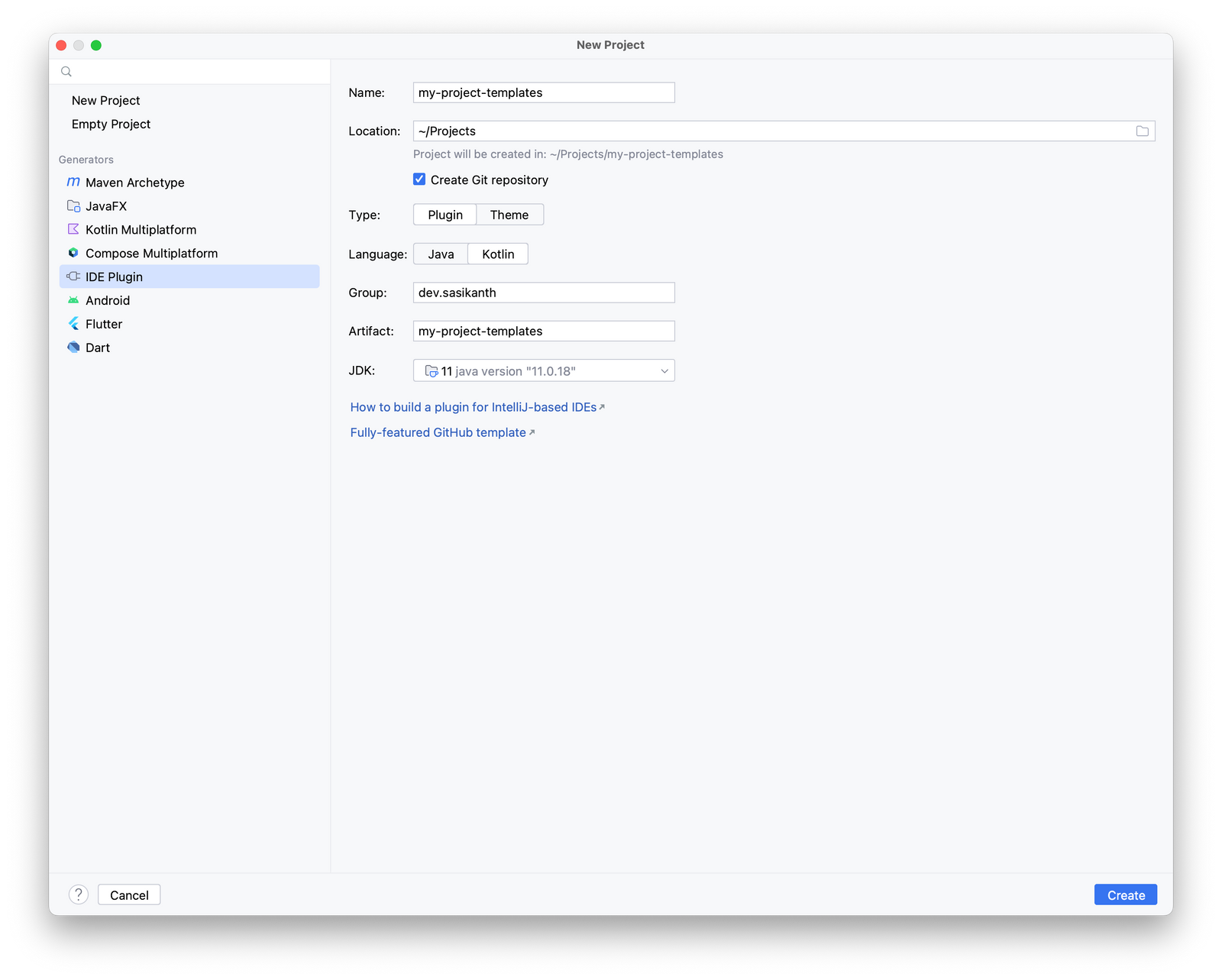 Creating project templates for Android Studio